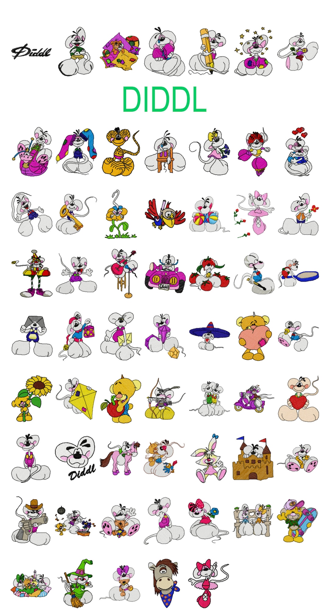 60 Diddle Mouse Machine Embroidery Designs, Cartoon Mouse Patterns ...