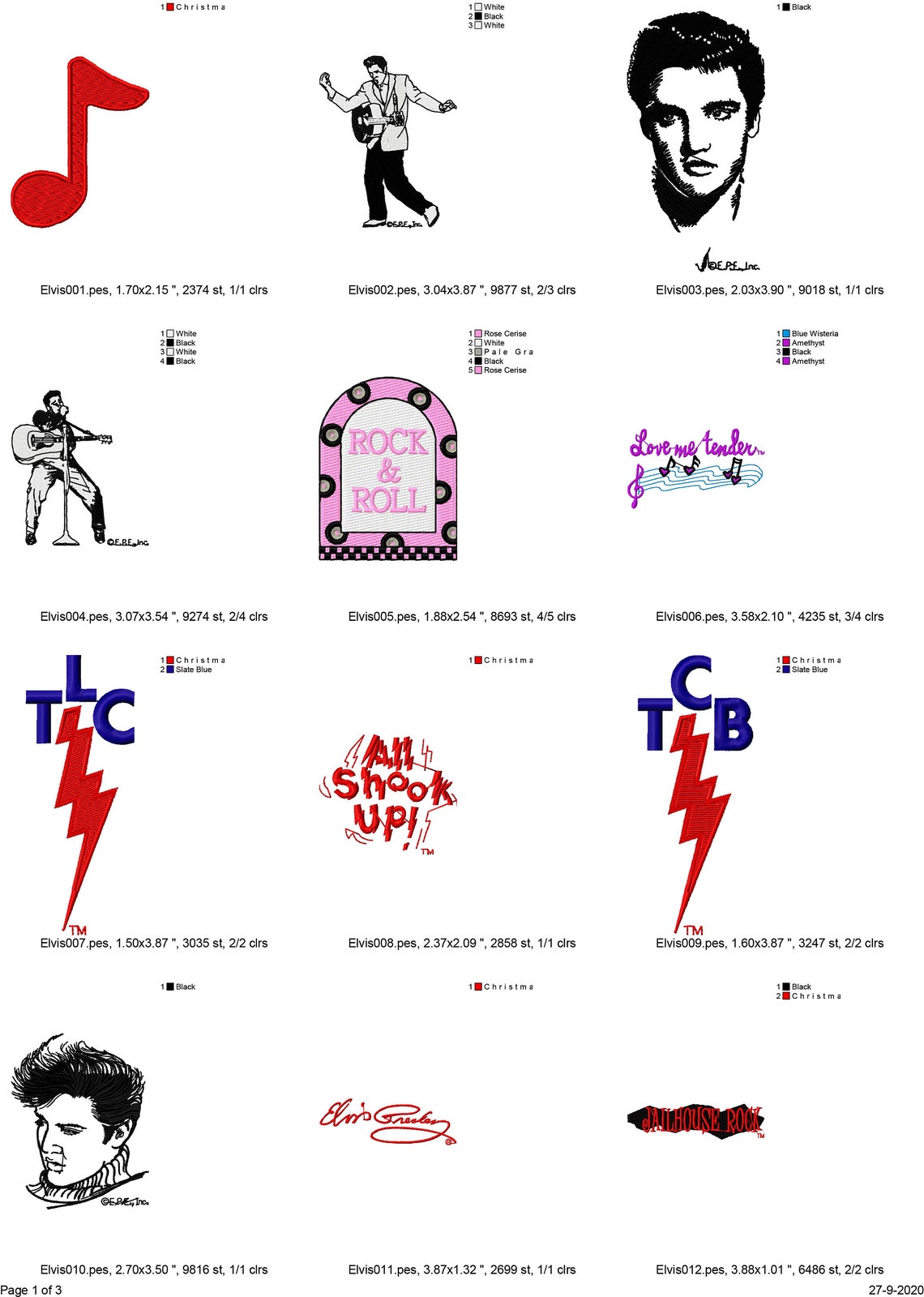 25 Elvis Presley Machine Embroidery Designs King of Rock N - Etsy