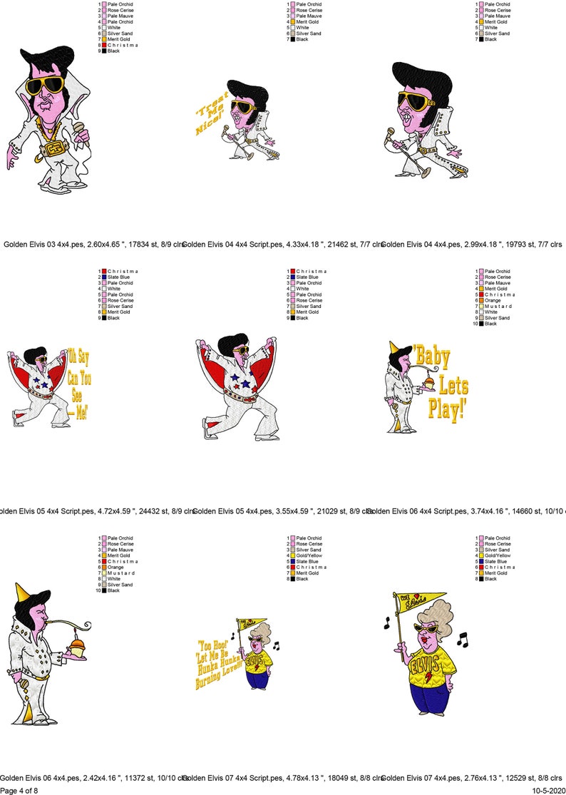 22 Elvis Presley Machine Embroidery Designs 3 Sizes Each - Etsy