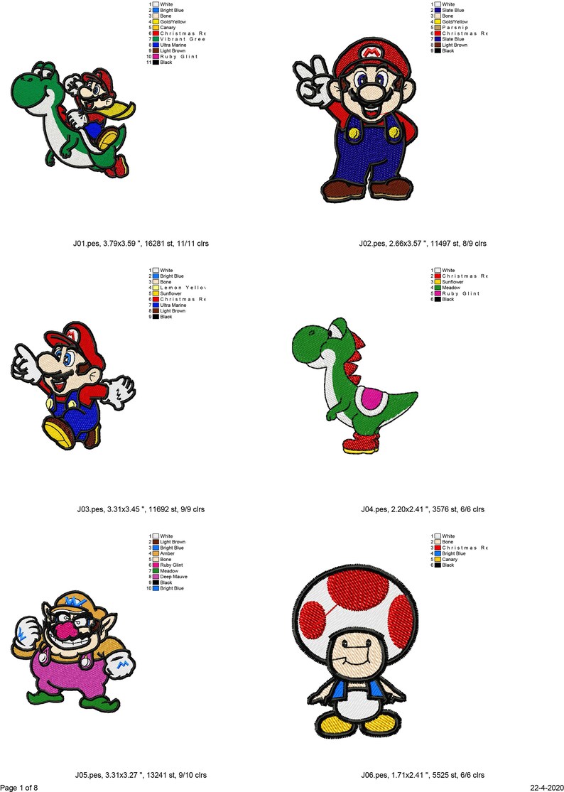 44 Nintendo Super Mario Bros machine embroidery designs | Etsy