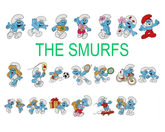 20 the Smurfs Machine Embroidery Designs Smurf Embroidery | Etsy