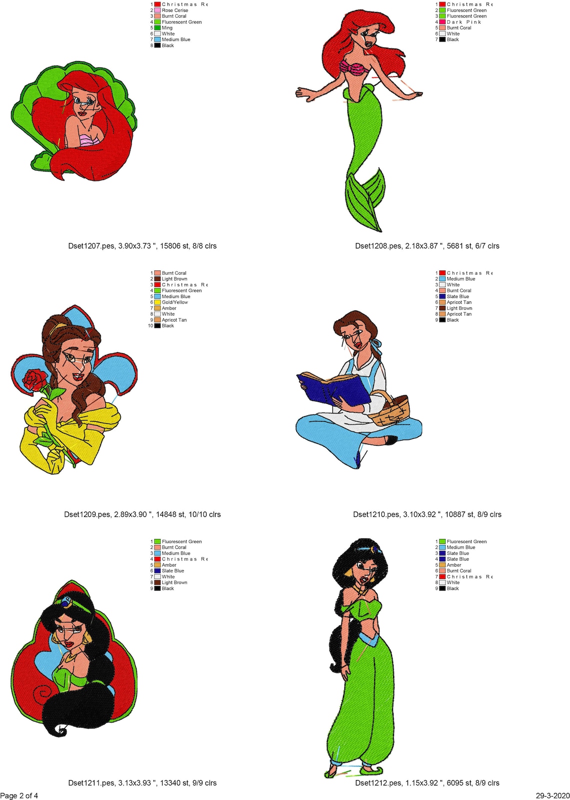 20 Disney Princess Machine Embroidery Designs Disney - Etsy