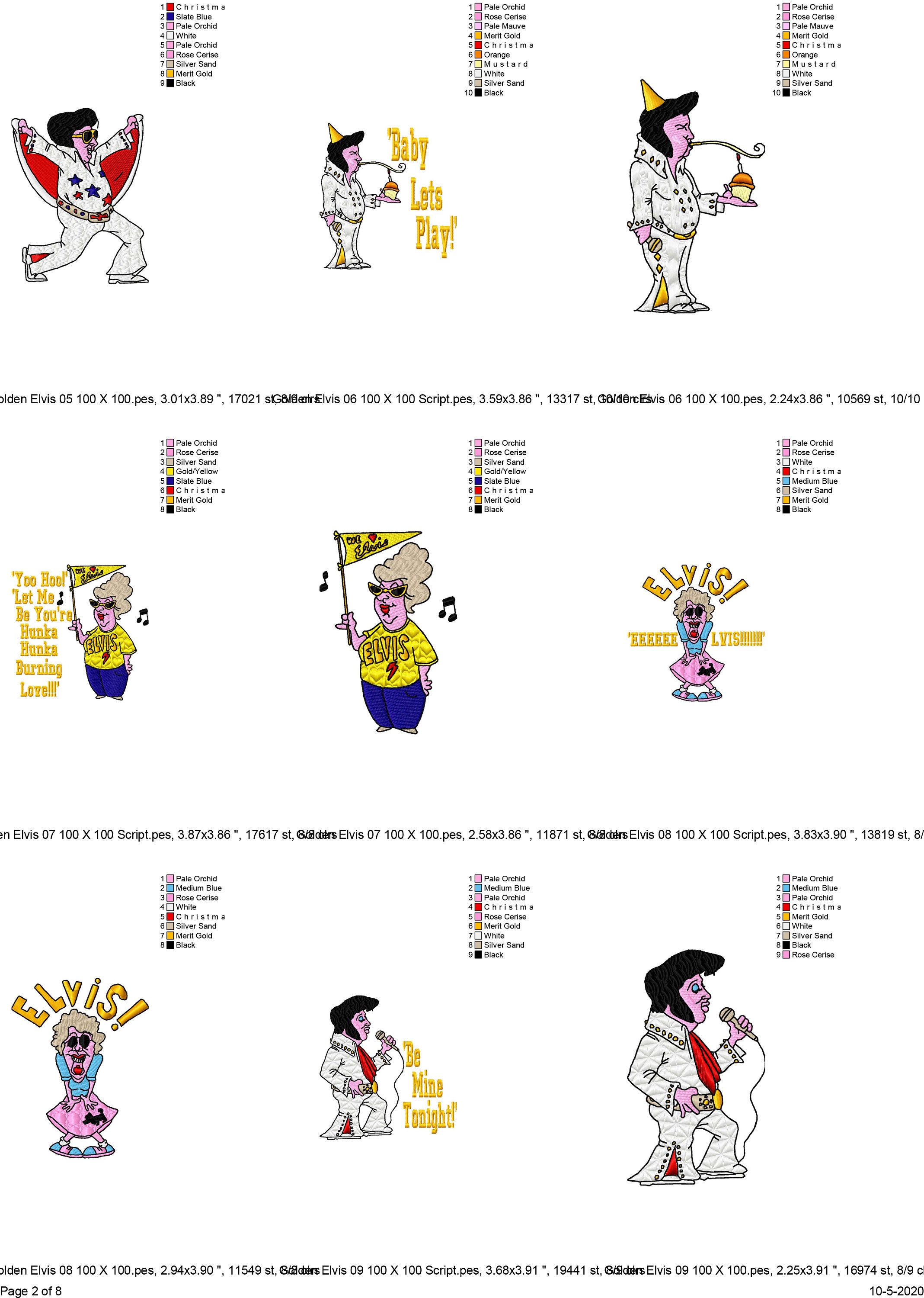 22 Elvis Presley Machine Embroidery Designs 3 Sizes Each - Etsy