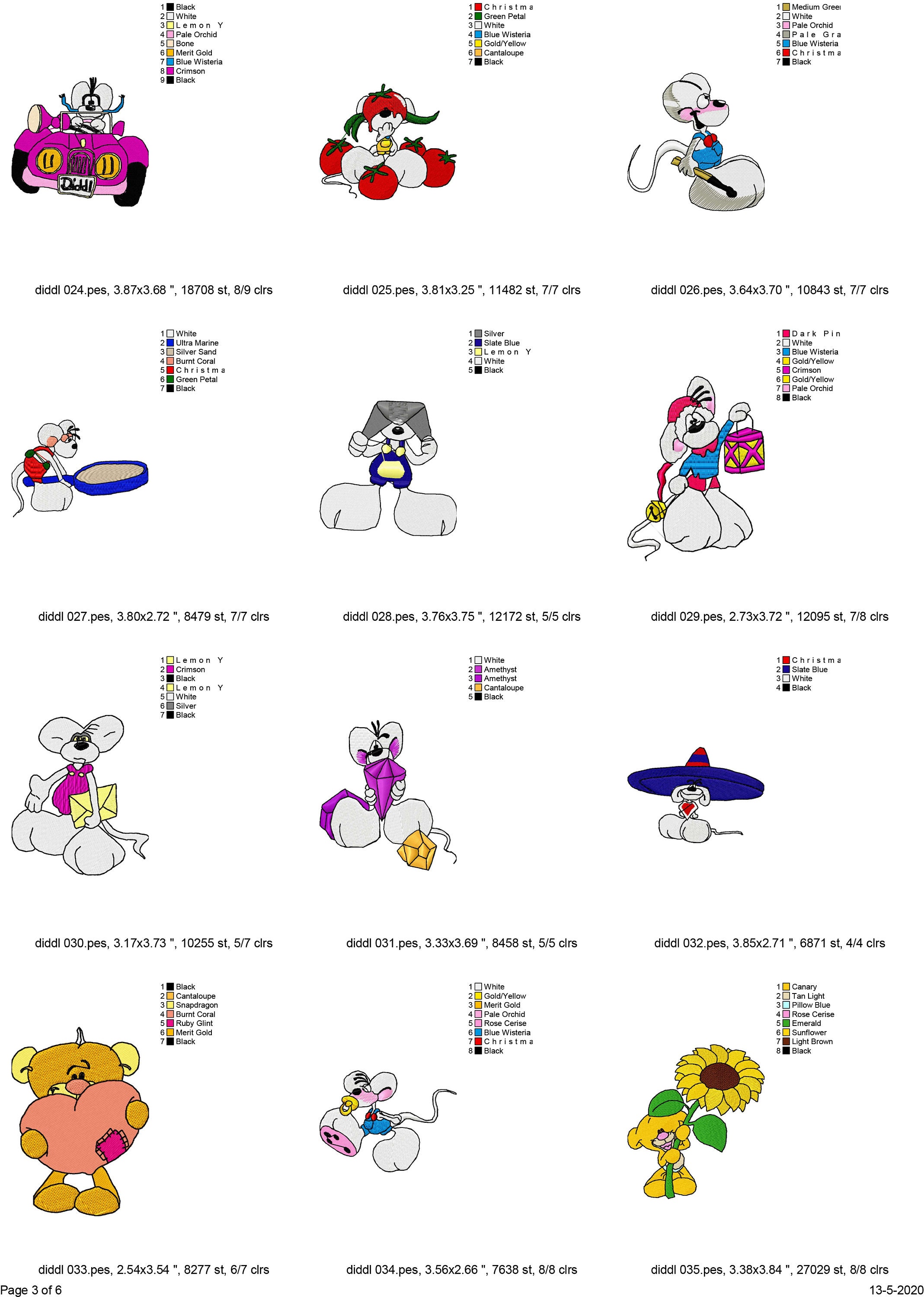 60 Diddle Mouse Machine Embroidery Designs Cartoon Mouse - Etsy