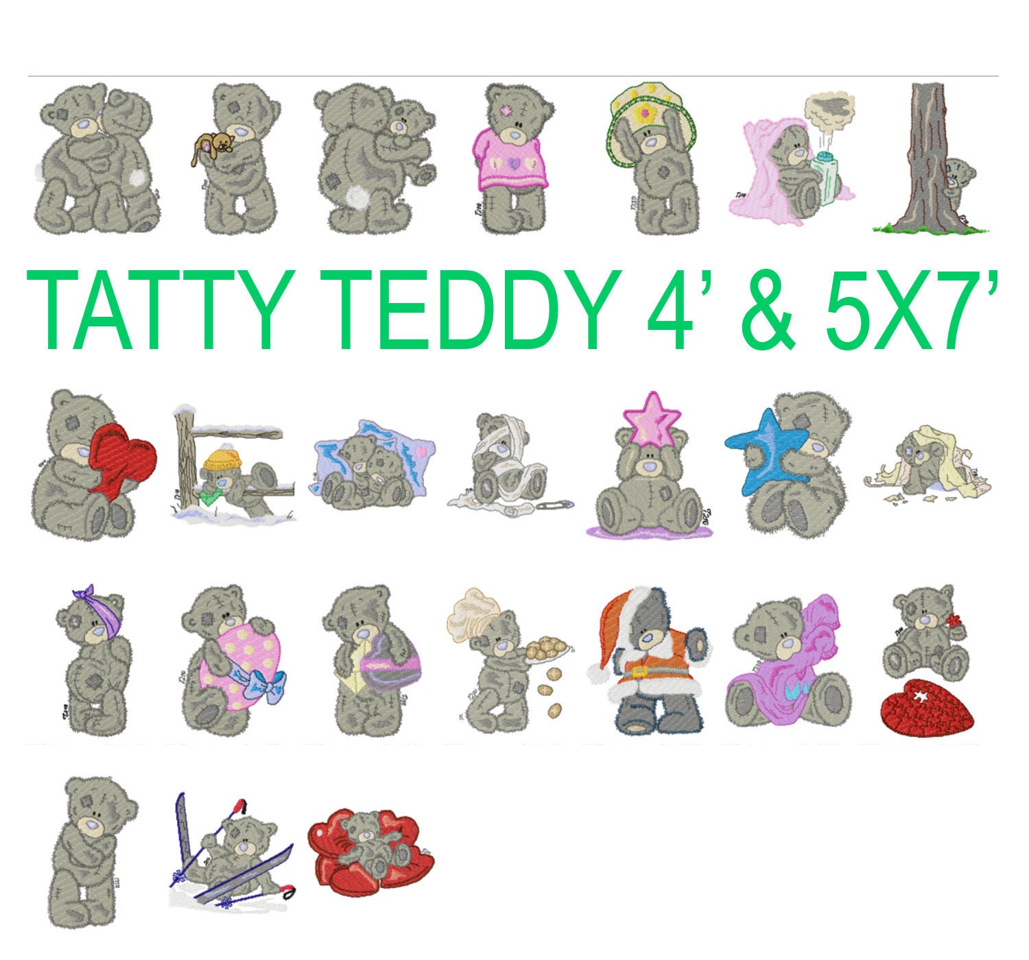 24 Tatty Teddy Machine Embroidery Designs Teddy Bear - Etsy