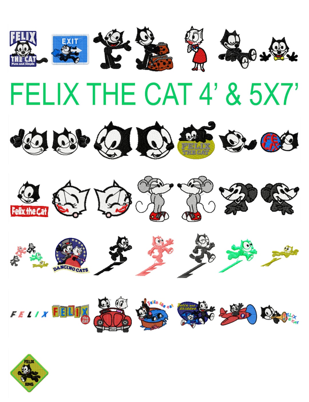 36 Felix the Cat Machine Embroidery Designs, Felix the Cat Embroidery ...