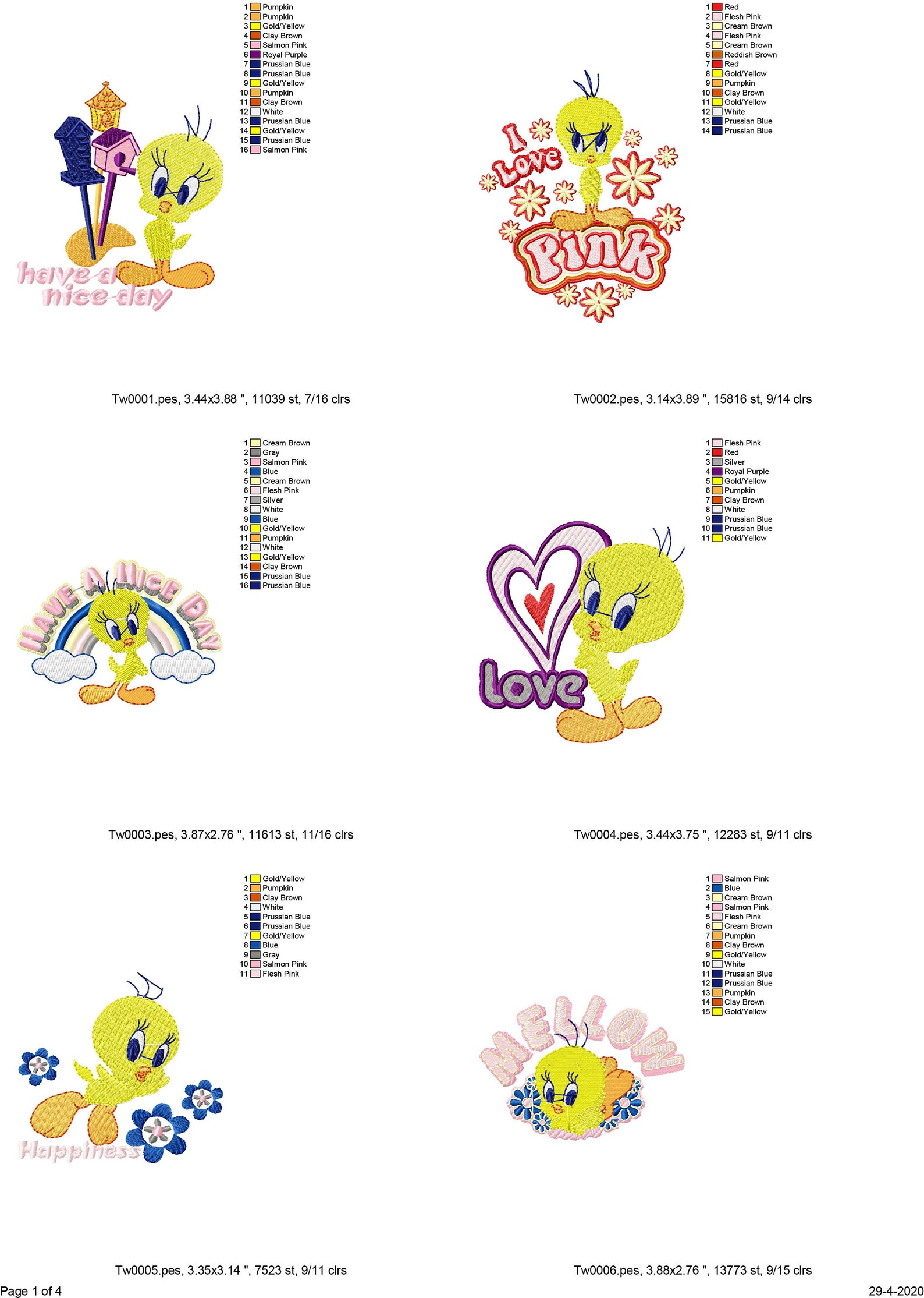 20 Tweety Machine Embroidery Designs, Tweety Bird Embroidery, Looney ...
