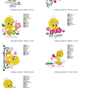15 LARGE Tweety Machine Embroidery Designs, Tweety Bird Embroidery ...