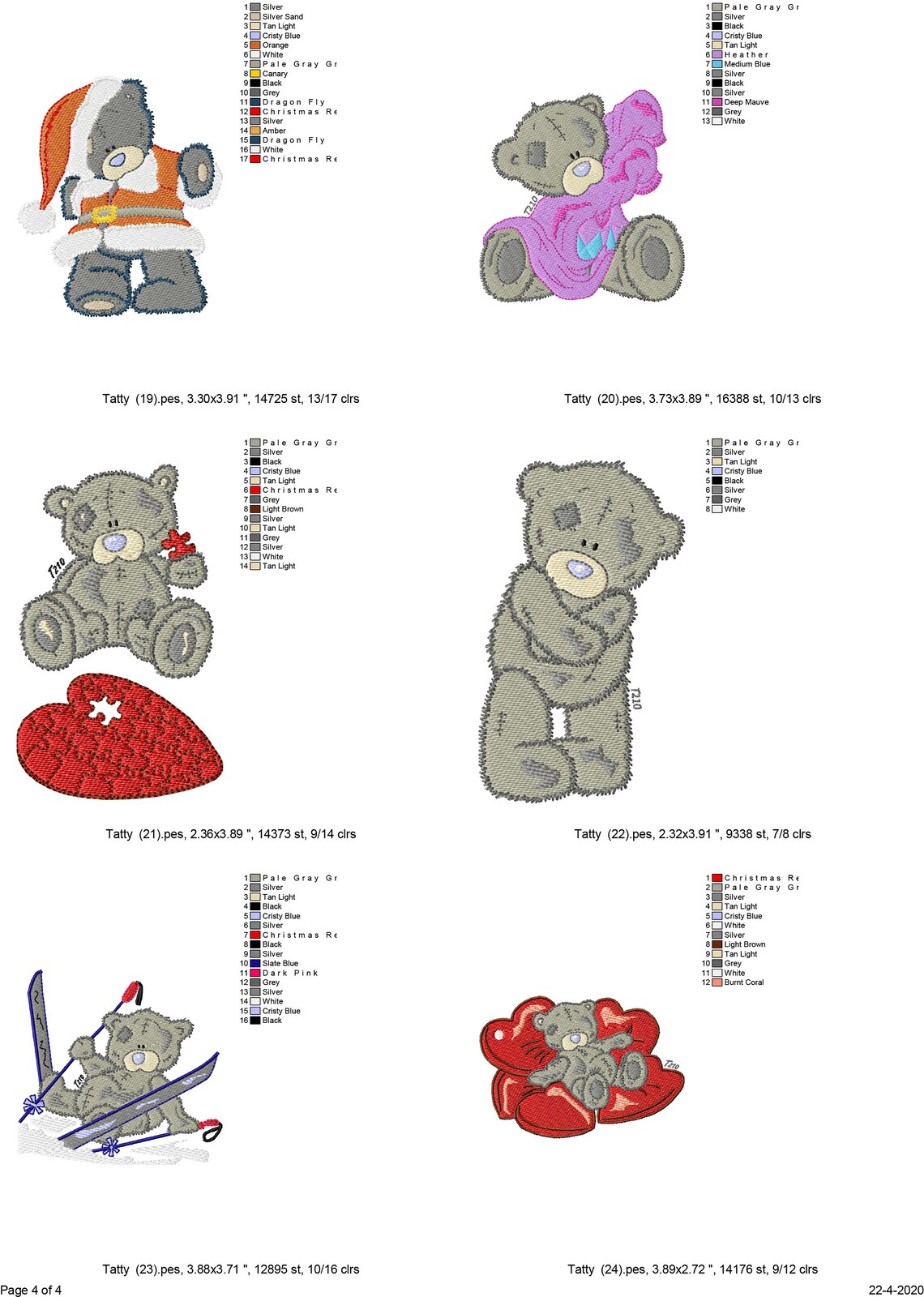 24 Tatty Teddy Machine Embroidery Designs Teddy Bear - Etsy