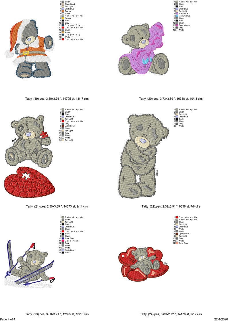 24 Tatty Teddy Machine Embroidery Designs Teddy Bear | Etsy UK