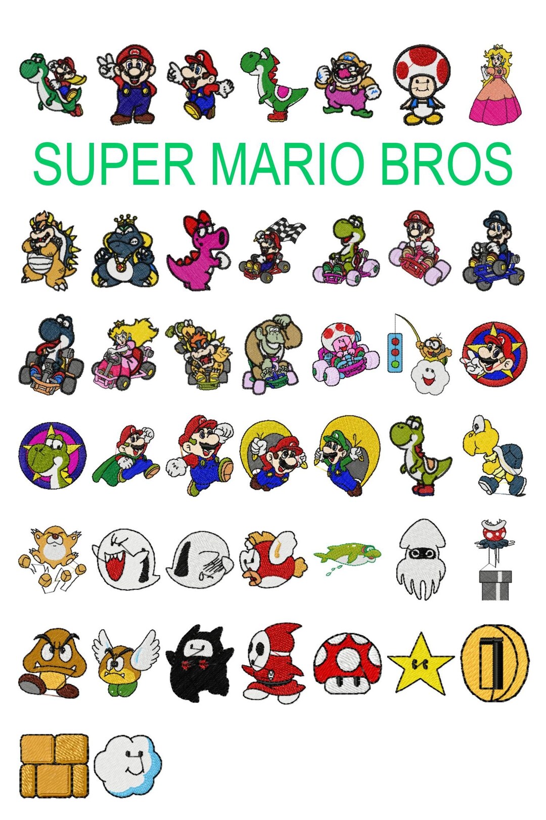 44 Super Mario Machine Embroidery Designs, Super Mario Embroidery ...