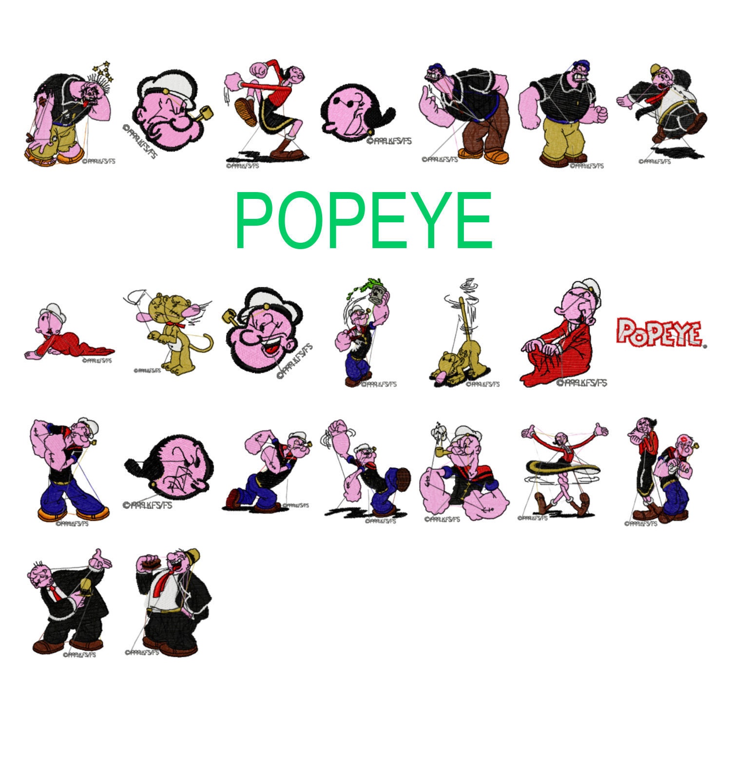 23 Popeye Machine Embroidery Designs Popeye the Sailor Man - Etsy Australia