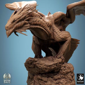 Bronze Dragon on Rock 3d Printed Miniature for Tabletop Rpgs|dungeons ...