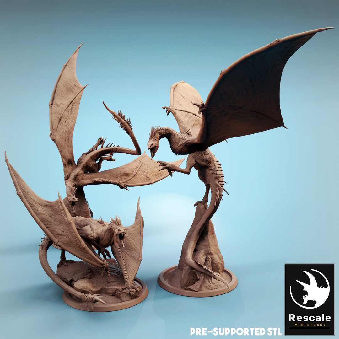 Vouivre Drones 3d Printed Miniature for Tabletop Rpgs|dungeons and ...