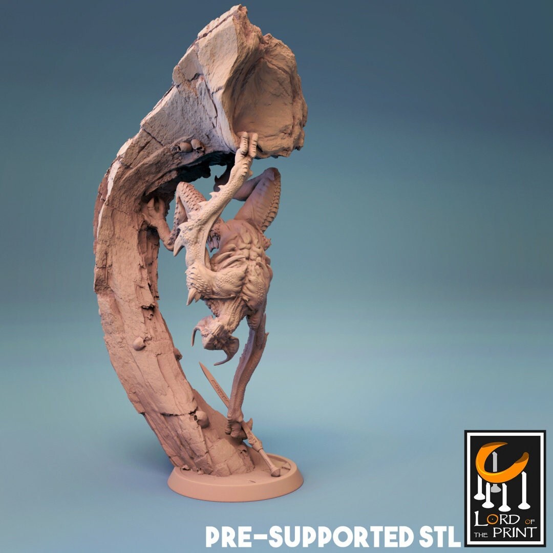 Hanging Bat 3d Printed Miniature for Tabletop Rpgsdungeons and ...