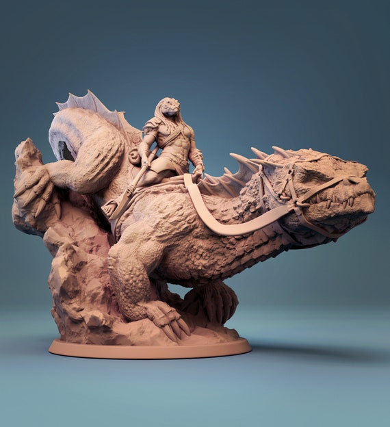 Giant Mounted Lizard 3d printed miniature for Tabletop | Etsy