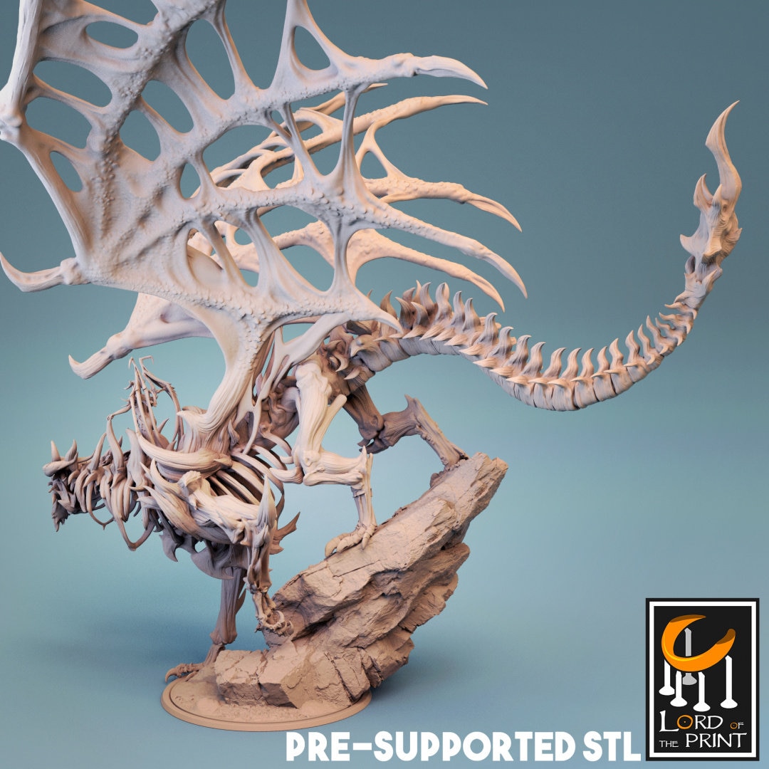 Undead Dragon 3d Printed Miniature for Tabletop Rpgsdungeons | Etsy UK