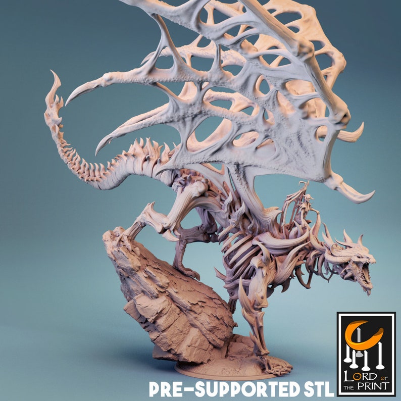 Undead Dragon 3d Printed Miniature for Tabletop Rpgsdungeons - Etsy UK