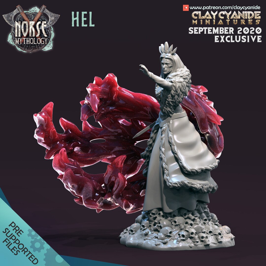 Hel 3d Printed Miniature With Decorative Base for Tabletop Rpgs ...