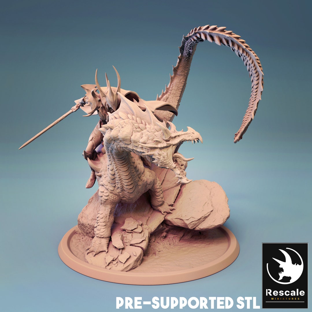 Mounted Brine Drake 3d Printed Miniature for Tabletop Rpgdungeons and ...