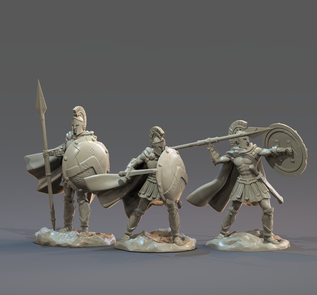 Spartan Soldier 3d Printed Miniatures With Decorative Base for Tabletop ...