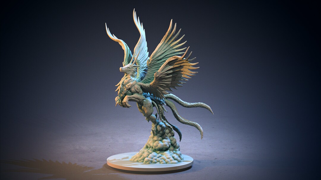 Akhekh, Dream Dragon 3d Printed Miniature With Decorative Base for ...