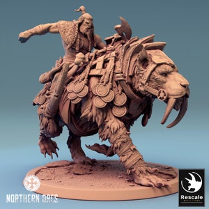 Sabretooth With Orc Rider 3d Printed Miniature for Tabletop Rpgs ...