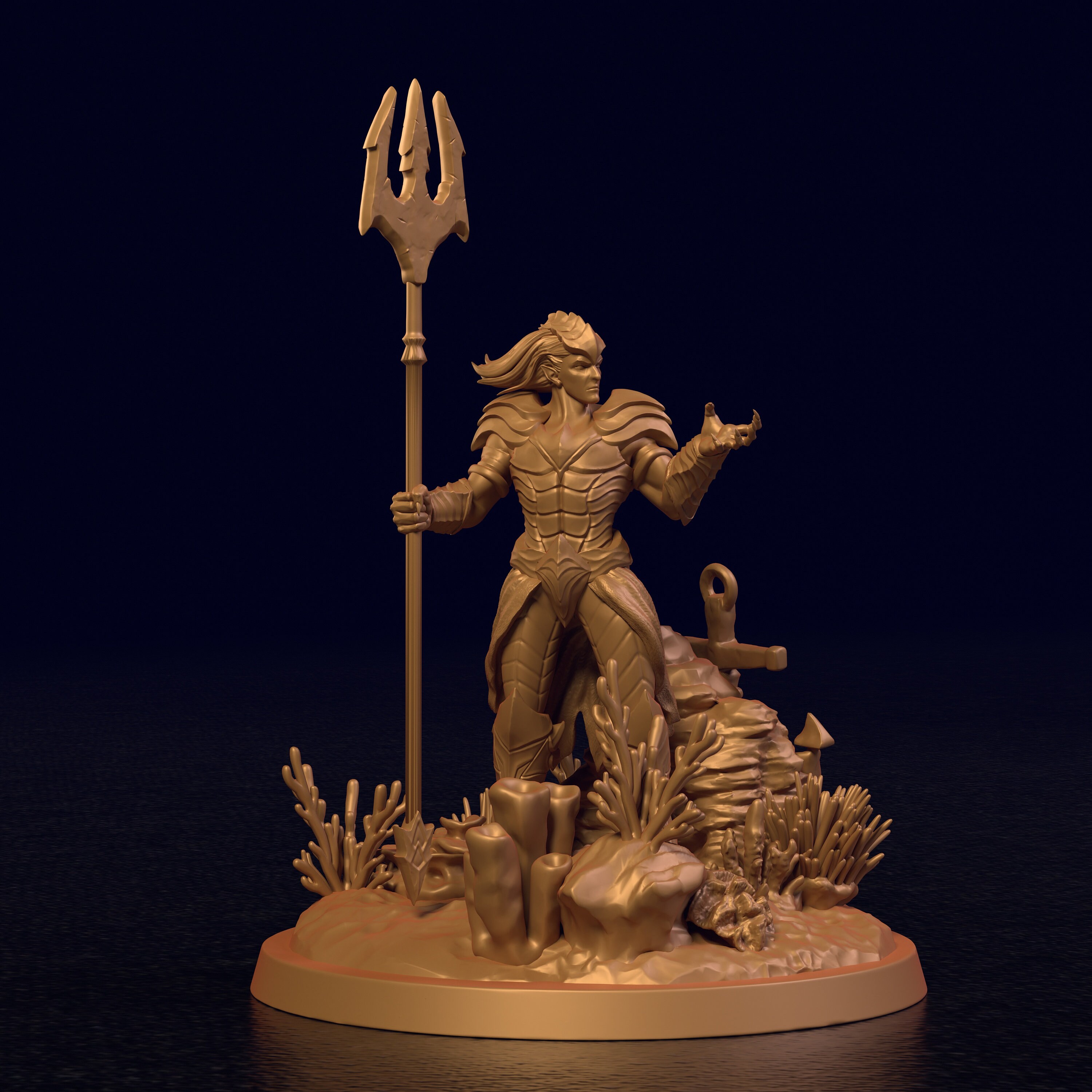 Merman Warriors 3d Printed Miniatures With Decorative Base for - Etsy