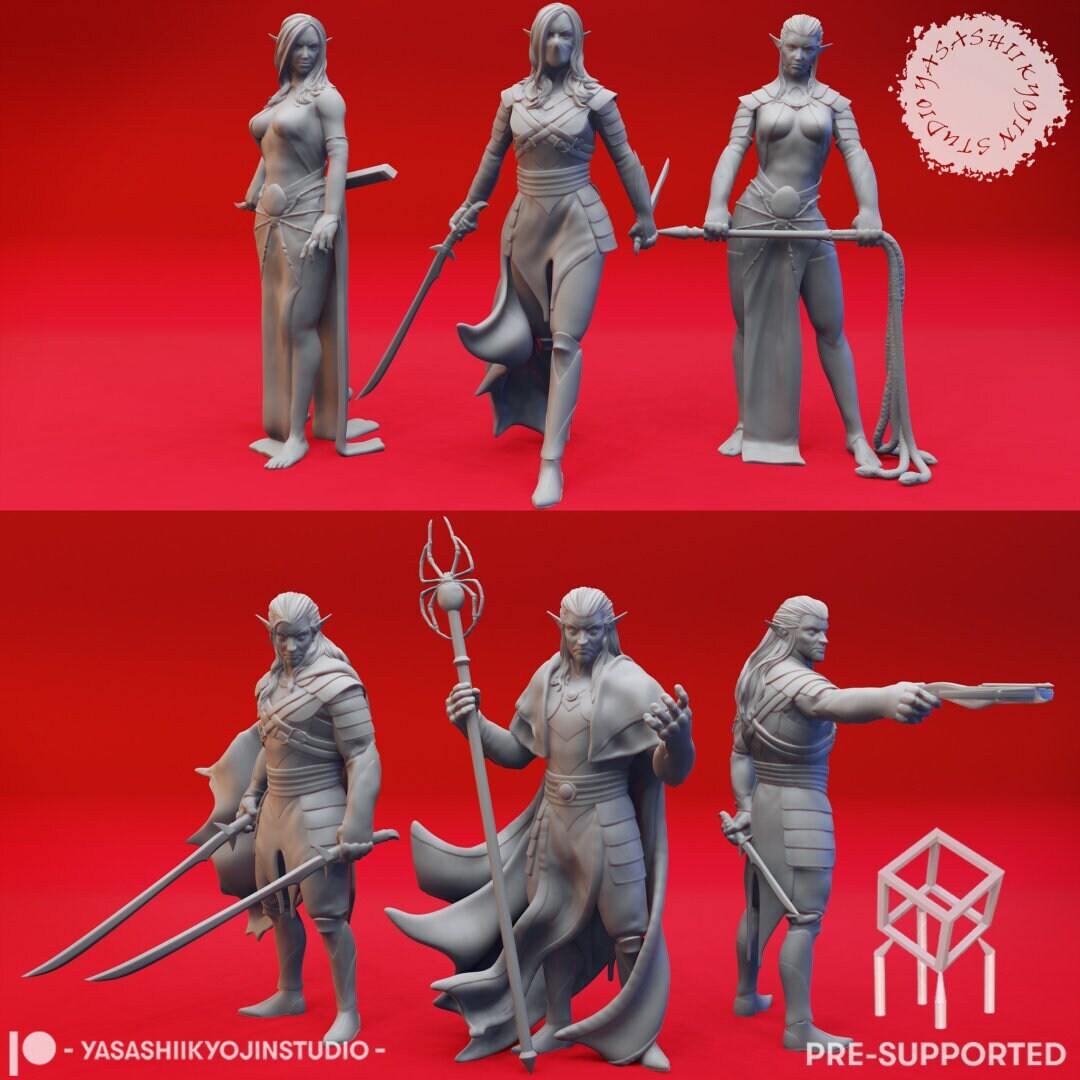Drow 3d Printed Miniatures for Tabletop Rpgs|dungeons and Dragons|dnd|d ...