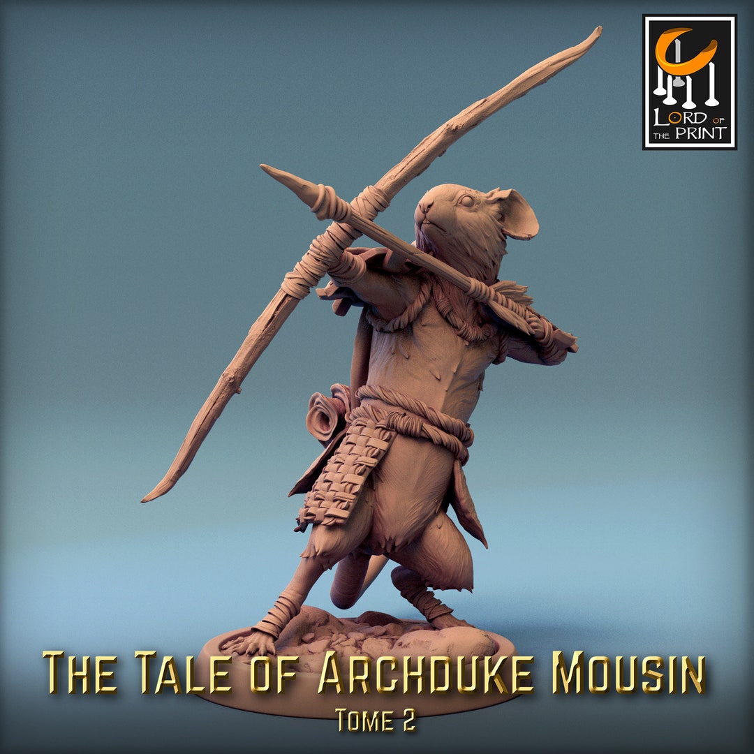 Mouse With Bow 3d Printed Miniature for Tabletop Rpgsdungeons and ...