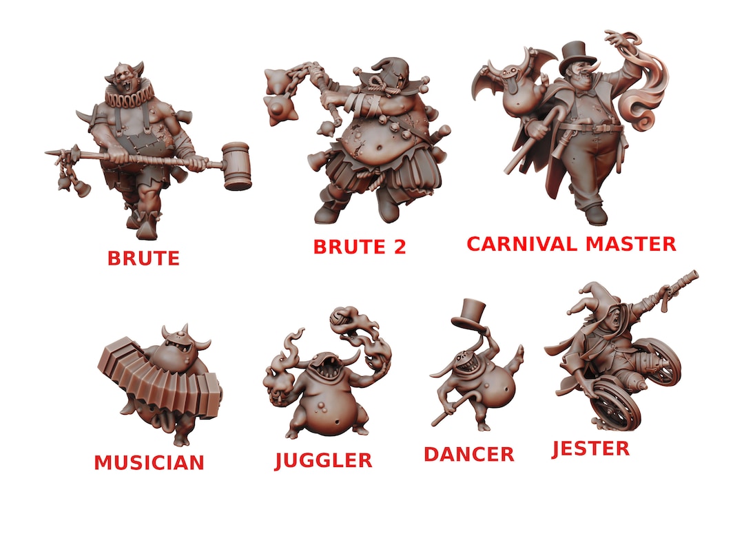 Carnival of Chaos 3d Printed Miniatures by Manuel Boria for Tabletop ...