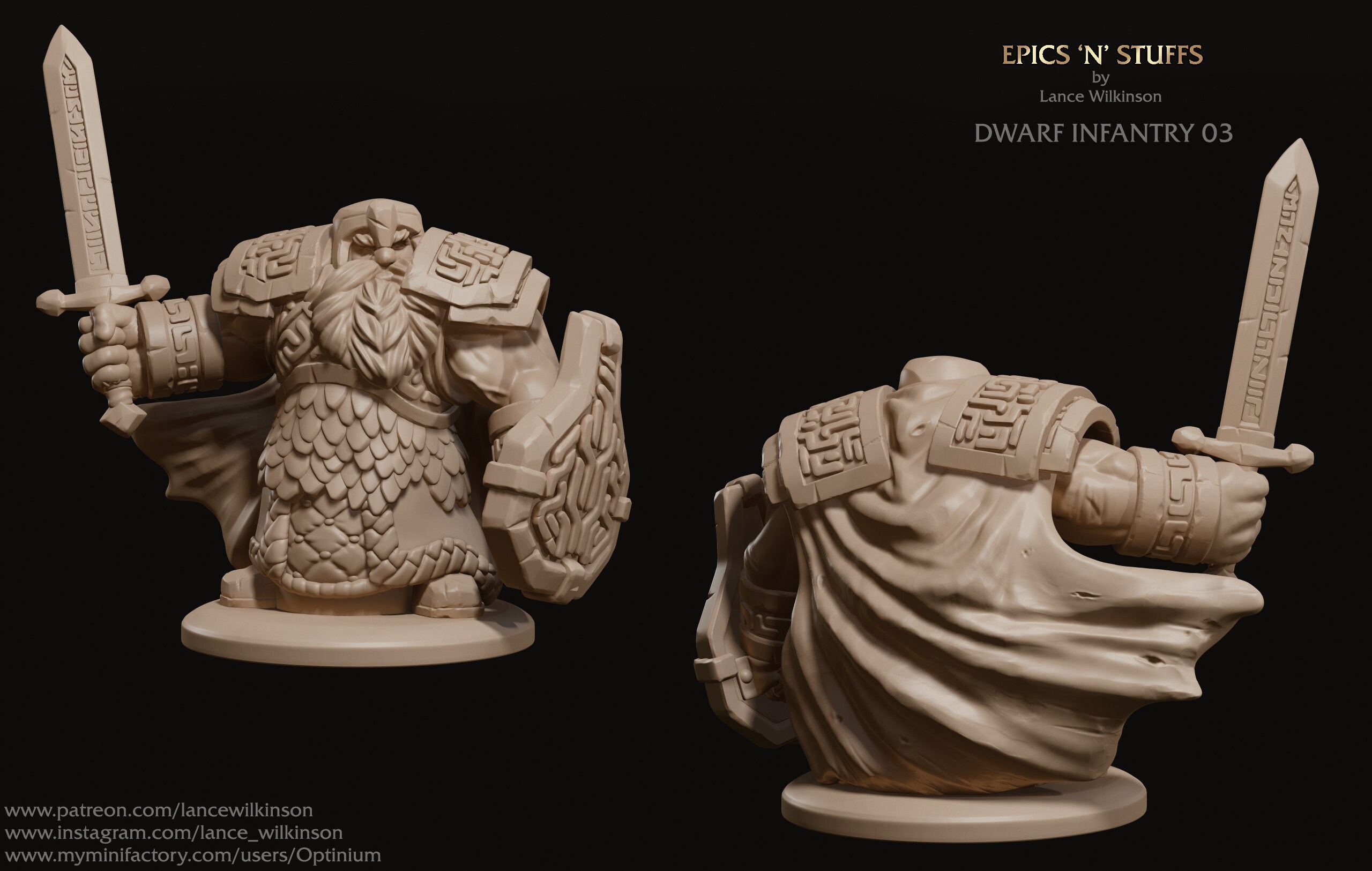 Dwarven InfantryFighters 3d printed miniatures for tabletop | Etsy