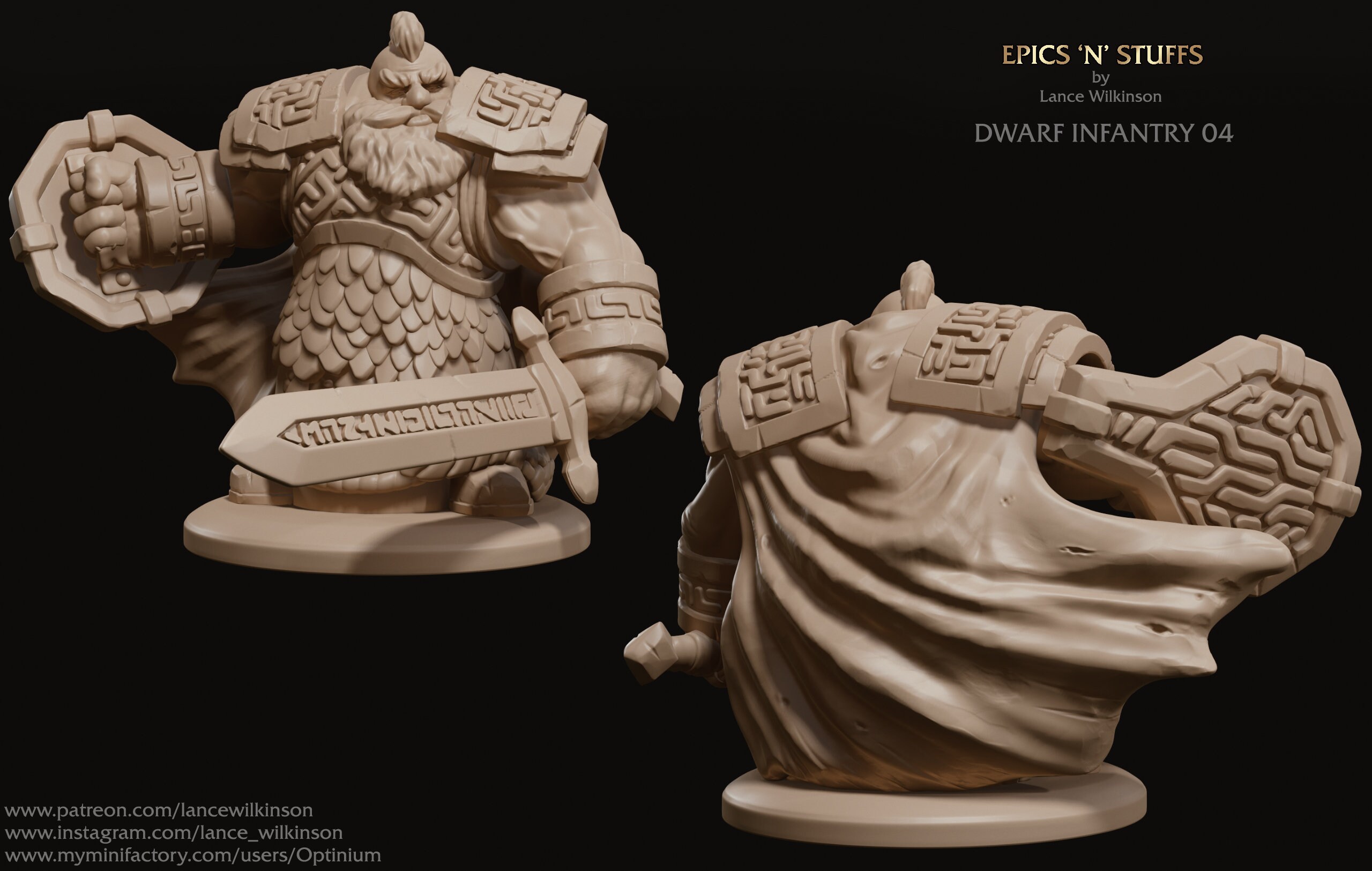 Dwarven InfantryFighters 3d printed miniatures for tabletop | Etsy