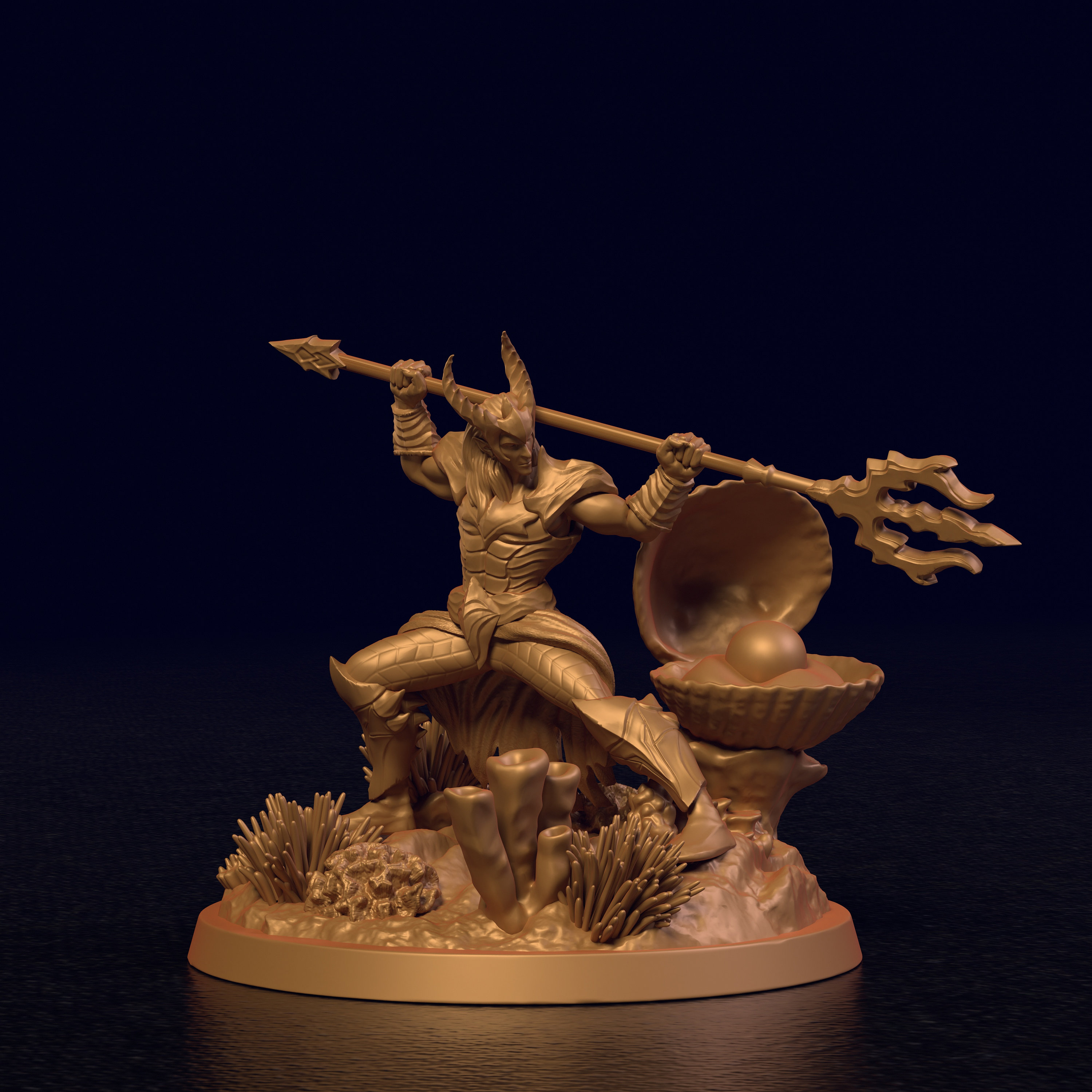 Merman Warriors 3d Printed Miniatures With Decorative Base for - Etsy