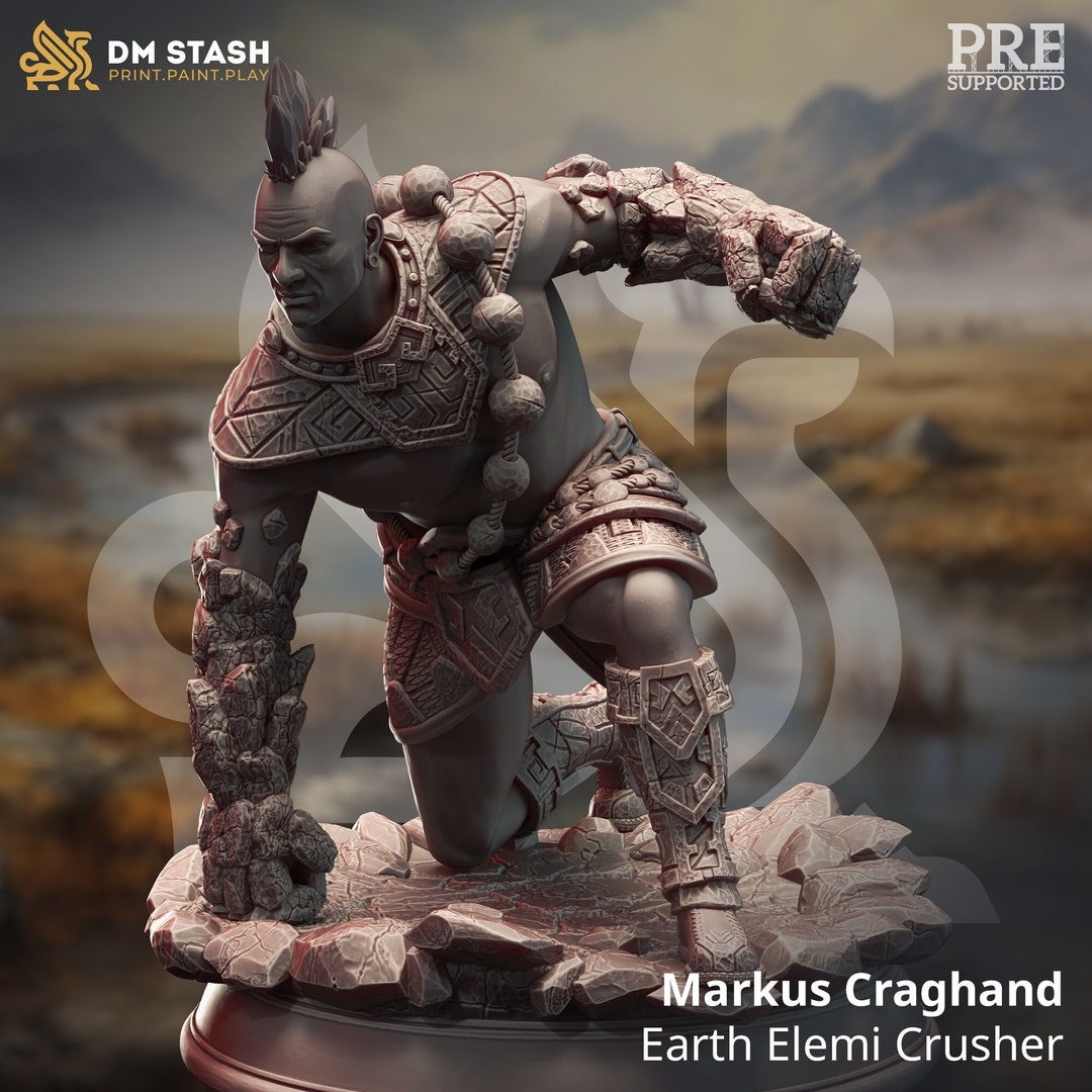 Markus Craghand, Elemental Genasi 3d Printed Miniature for Tabletop ...