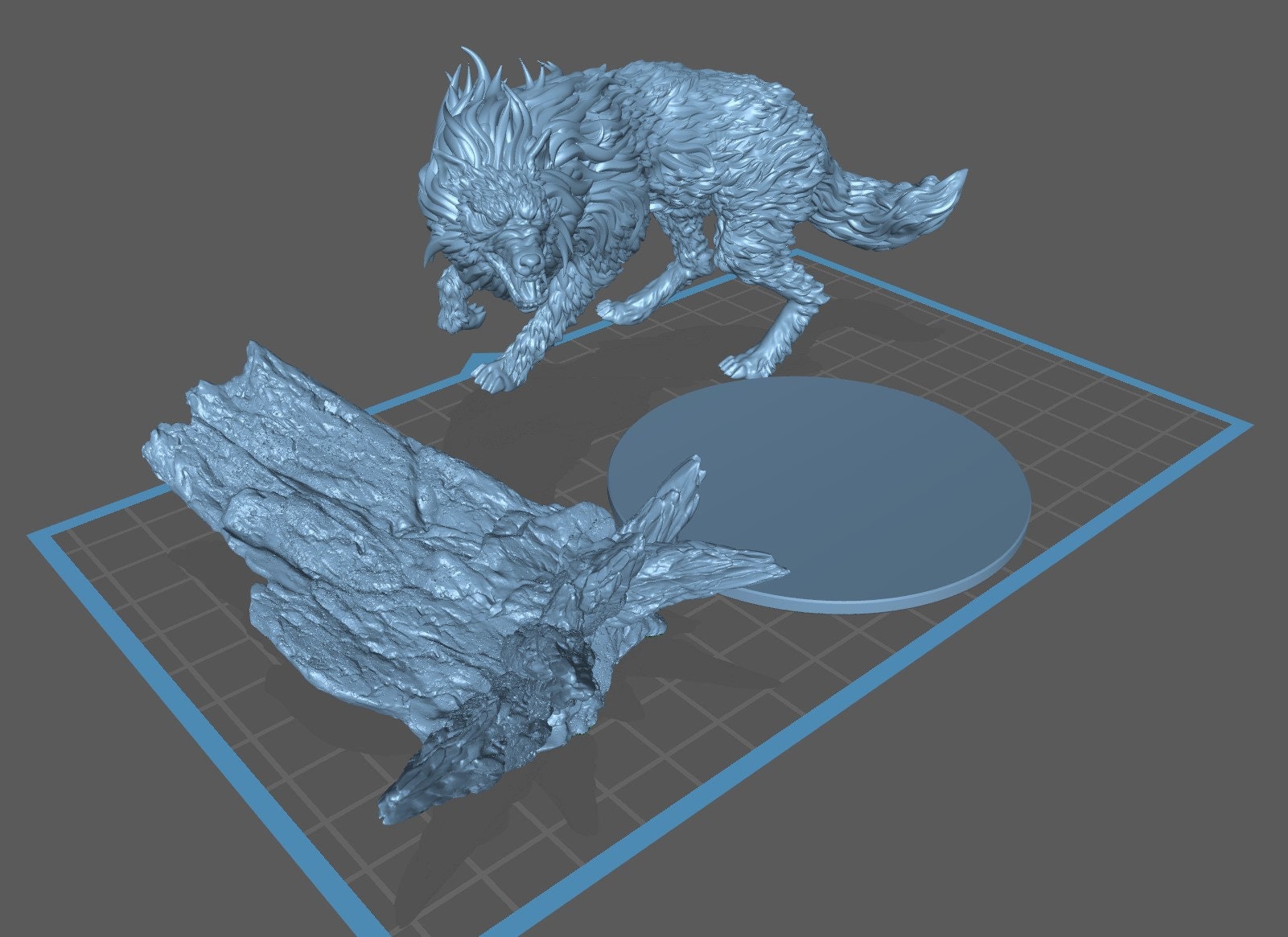 Fenrir 3d Printed Miniature With Decorative Base for Tabletop - Etsy