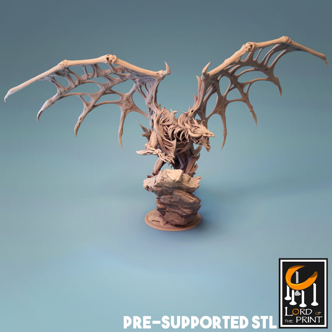 Undead Dragon 3d Printed Miniature for Tabletop Rpgsdungeons - Etsy UK