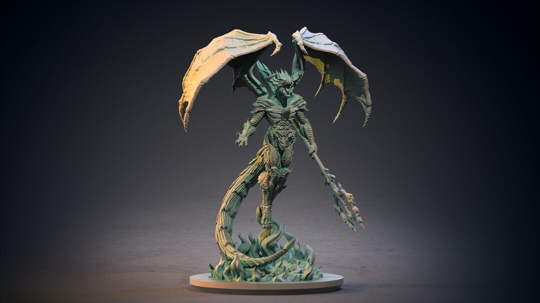 Draconic Hellborn 3d Printed Miniature With Decorative Base for ...