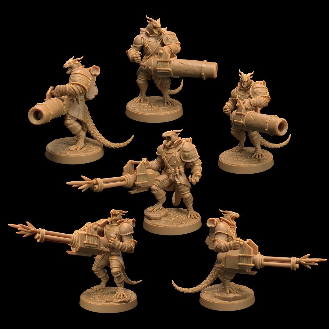Half Dragon Heavy Gunners 3d Printed Miniatures for Tabletop Rpgs ...