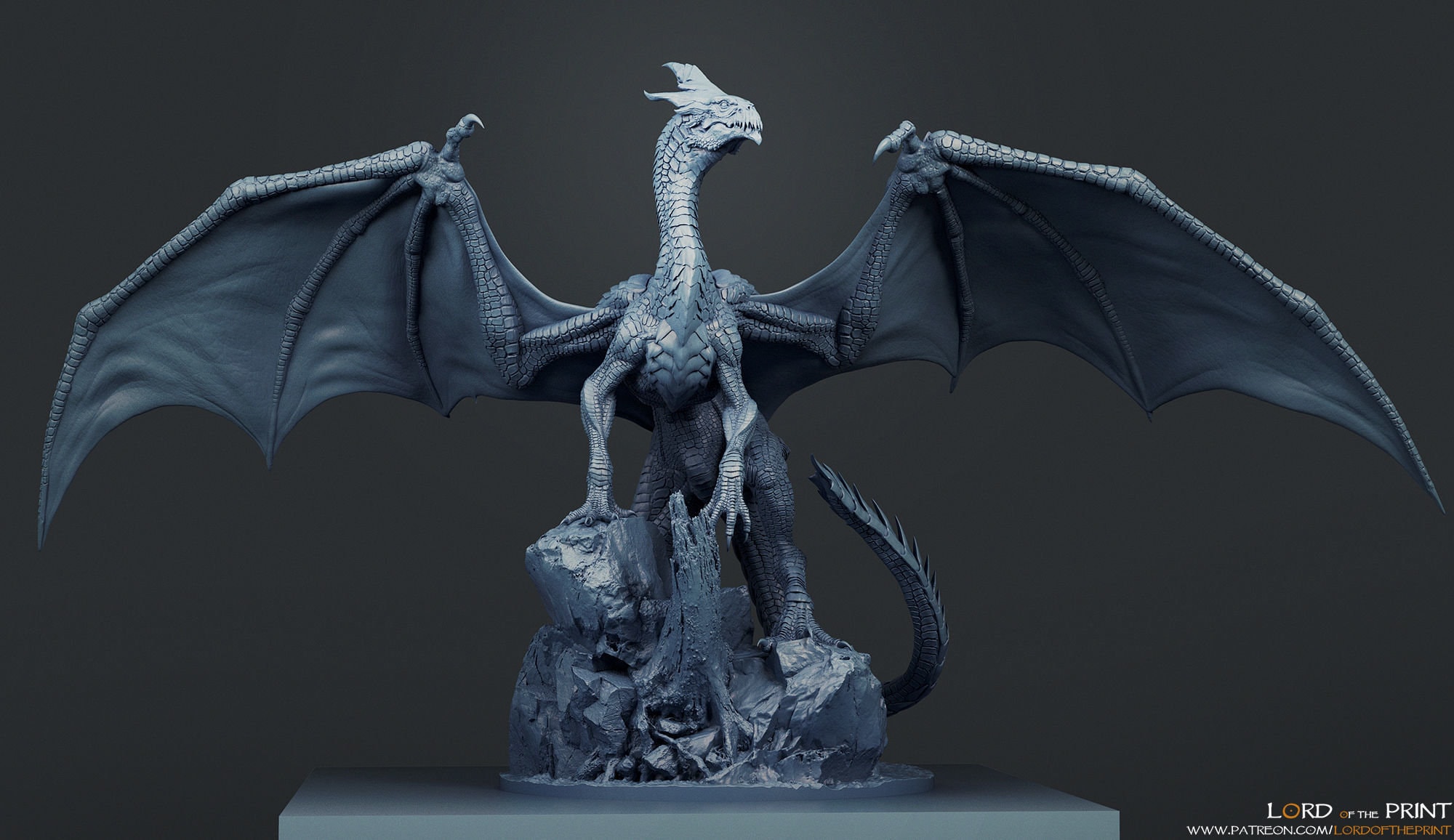White Dragon D&D Pathfinder Fantasy 3D Printed Resin Miniature ...