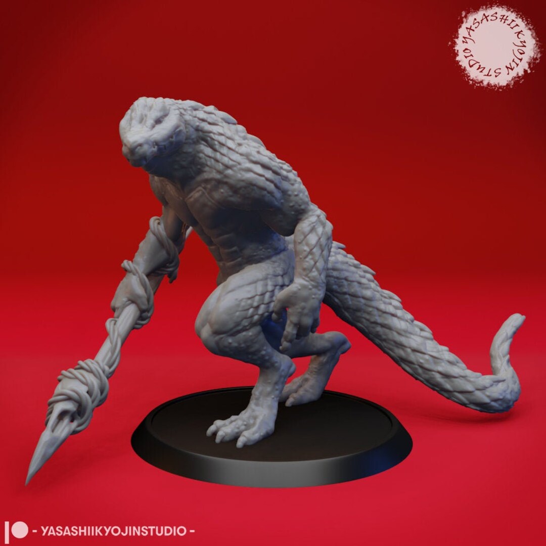 Lizardfolk 3d Printed Miniature for Tabletop Rpgsdungeons and - Etsy