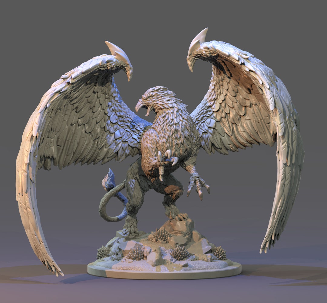 Griffin 3d Printed Miniature With Decorative Base for Tabletop ...