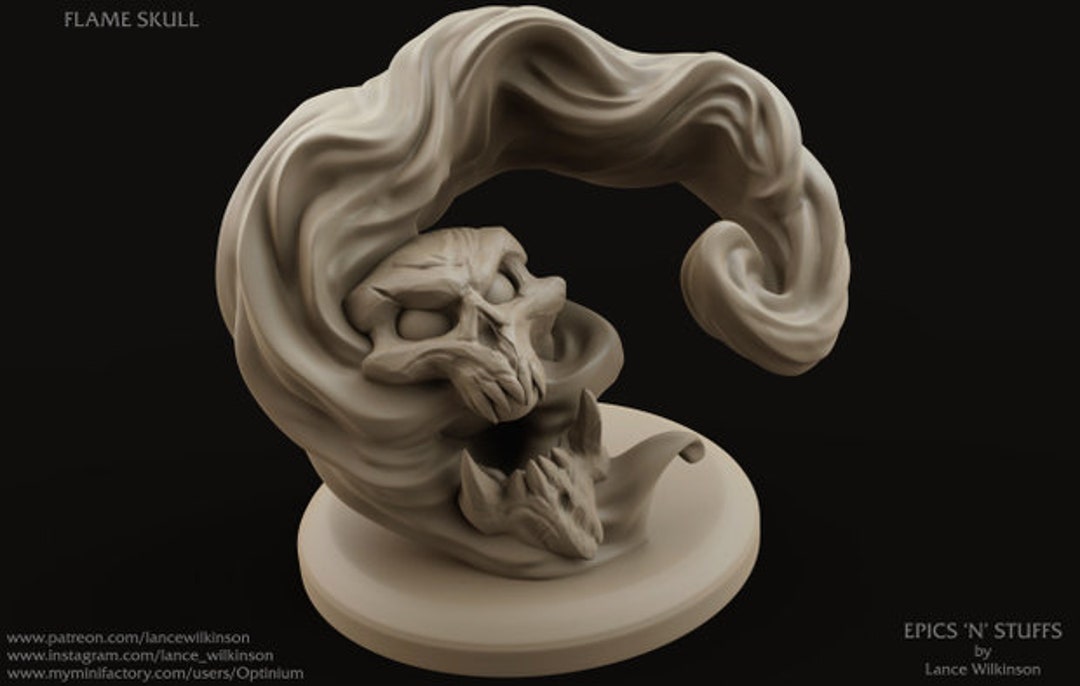 Flameskull 3d Printed Miniature for Tabletop Rpgsdungeons and - Etsy