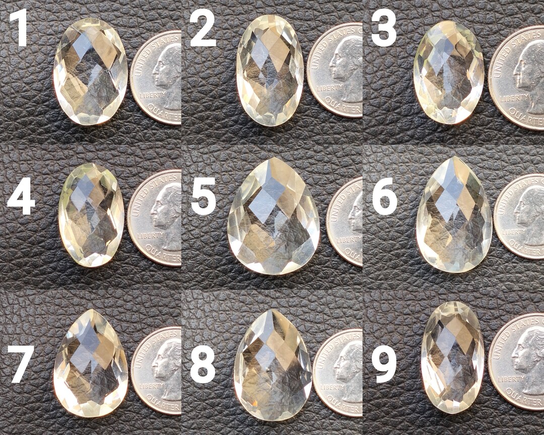 White Quartz Gemstone Checker Cut Stone Glass Oval and Tearrop White ...