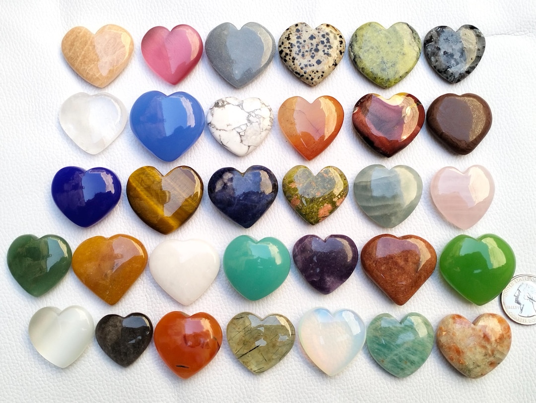 Healing Crystal Hearts | 32 Gemstone Heart Options for Gift, Love ...
