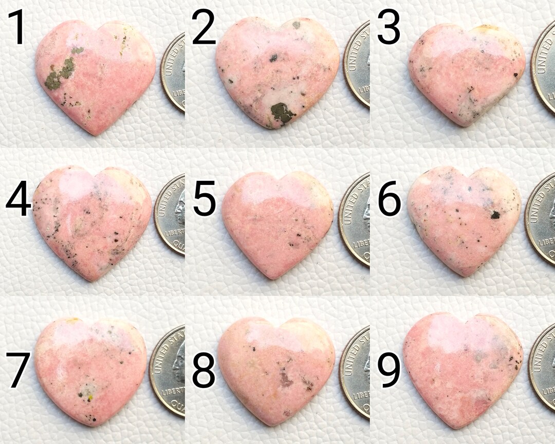 Pink Rhodonite Heart Gemstone One Side Flat Heart Shape Rhodonite ...