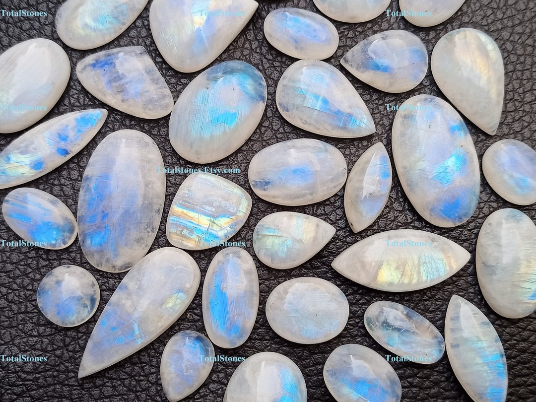 Natural Rainbow Moonstone CABOCHON Multifire Wholesale Rainbow Moonstone Gemstone Lot A Grade ...