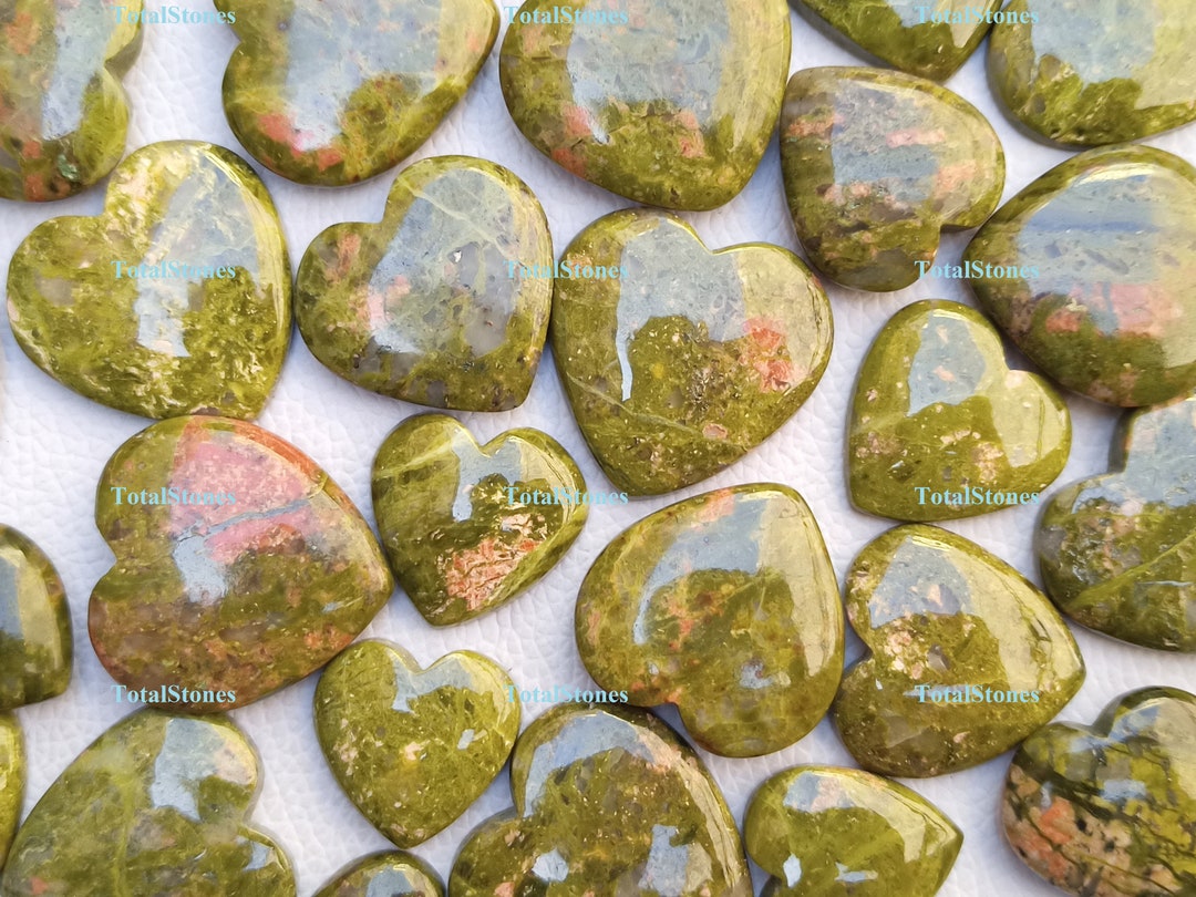 Unakite Heart / Unakite Gemstone Heart / Wholesale Puffy - Etsy