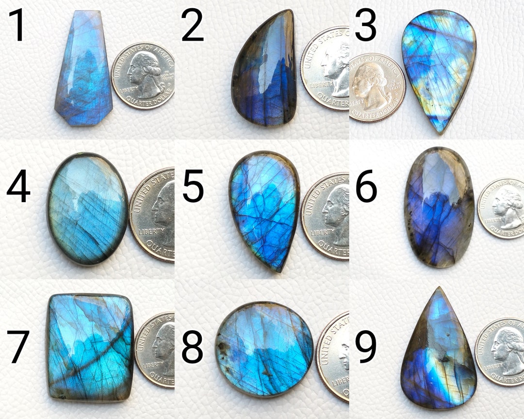Blue Labradorite Jewelry Gemstone One Side Flat Hand Polished Blue ...