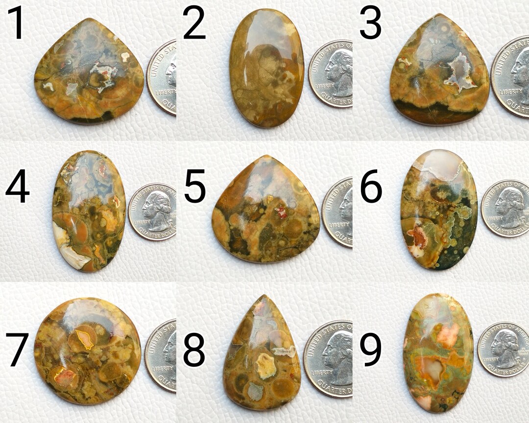 Natural Rainforest Jasper Gemstone One Side Flat Hand Polished ...